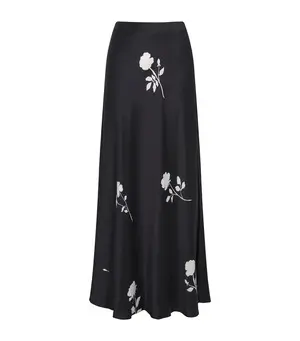 Lafayette 148 New York Satin Floral Maxi Skirt