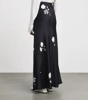 Lafayette 148 New York Satin Floral Maxi Skirt