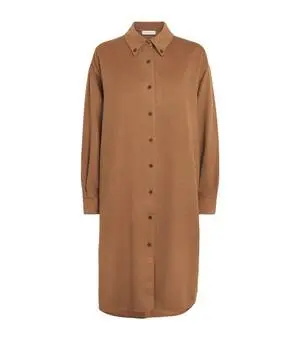 Lafayette 148 New York Camel Hair Midi Shirt Dress