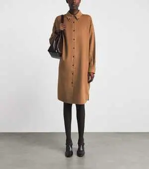 Lafayette 148 New York Camel Hair Midi Shirt Dress