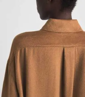 Lafayette 148 New York Camel Hair Midi Shirt Dress