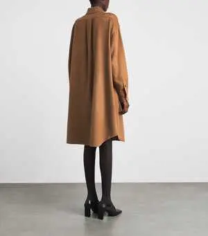 Lafayette 148 New York Camel Hair Midi Shirt Dress