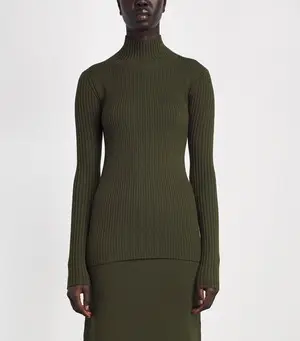 Victoria Beckham Merino Wool-blend Ribbed Sweater