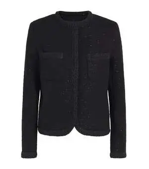 Fabiana Filippi Tweed Sequin Cropped Jacket - Black