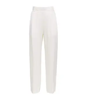 Victoria Beckham Satin Crepe Straight Tailored Trousers
