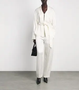 Victoria Beckham Satin Crepe Straight Tailored Trousers