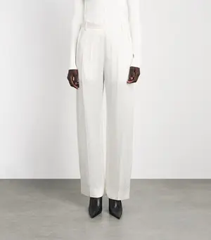Victoria Beckham Satin Crepe Straight Tailored Trousers