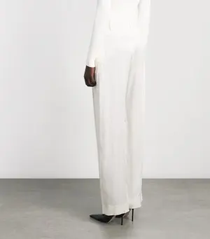 Victoria Beckham Satin Crepe Straight Tailored Trousers