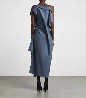Victoria Beckham Wool Draped Midi Dress