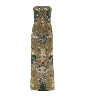 Alice + Olivia Hand-embroidered Delora Column Gown