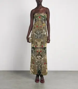 Alice + Olivia Hand-embroidered Delora Column Gown