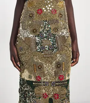 Alice + Olivia Hand-embroidered Delora Column Gown
