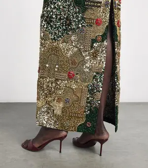 Alice + Olivia Hand-embroidered Delora Column Gown