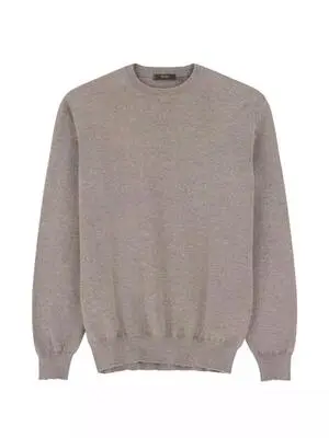 Boggi Milano Crew-neck Jumper In Merino Wool Cashwool® Moulin - Neutrals
