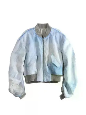 Rick Owens Secchia Flight Zip-up Leather Bomber Jacket - Blue