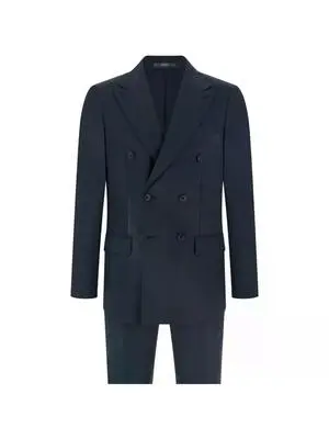 Boggi Milano Double-breasted Pattern Wool Suit - Blue