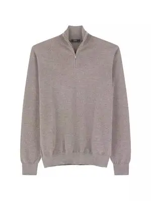 Boggi Milano Roll-neck Jumper Quarter-zip Merino-wool Cashwool® Moulin - Neutrals