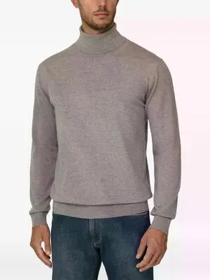 Boggi Milano Turtleneck Jumper In Merino Wool Cashwool® Moulin - Neutrals