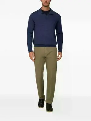 Boggi Milano Knitted Polo Shirt In Merino-wool Cashwool® Moulin - Blue