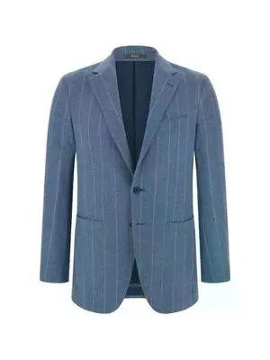 Boggi Milano Blazer In Wool Silk Pinstripe - Blue