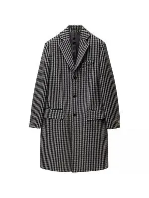 Versace Jacquard Wool & Cashmere Coat - Black