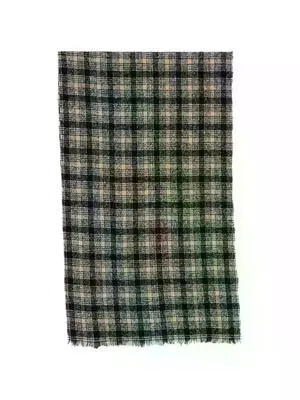 Destin Check-pattern Frayed Scarf