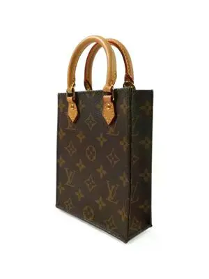 LOUIS VUITTON Petit Sac Plat Monogram Canvas Tote Bag
