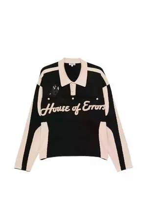 HOUSE OF ERRORS Logo-embroidered Polo-collar Polo Shirt - Black