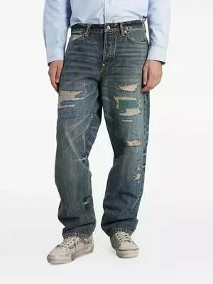EVISU Distressed Patchwork Jeans - Blue