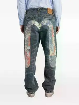 EVISU Distressed Patchwork Jeans