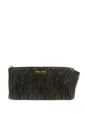 Miu Miu Matelassé Leather Clutch Bag - Black