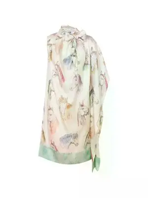 Moschino Horse-print Silk Dress