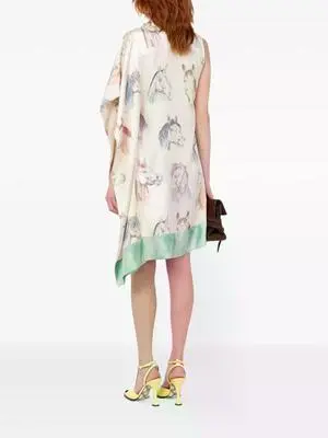 Moschino Horse-print Silk Dress