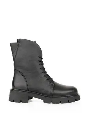 LINDA BAUMANN Lace-up Chunky-sole Boots - Black