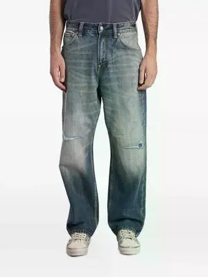 EVISU Daicock-print Distressed Jeans - Blue