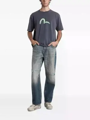 EVISU Daicock-print Distressed Jeans