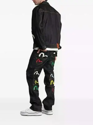 EVISU Multi-pocket Seagull-print Jeans - Blue