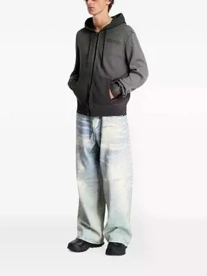 DIESEL® Waffle Zip-up Hoodie With Dégradé Effect