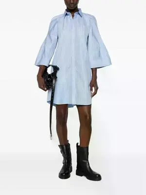 Sacai Striped Flared-sleeve Shirt Mini Dress - Blue