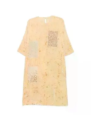 AODRESS Sequin-embellished Patchwork Midi Dress - Neutrals