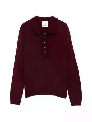 ALLUDE Ruffle-trimmed Button-up Sweater