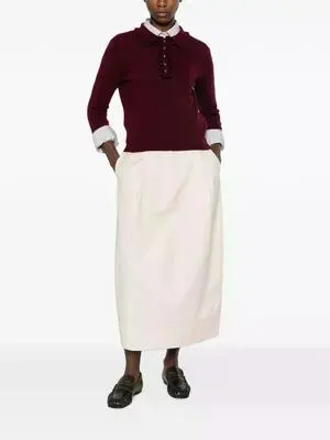 ALLUDE Ruffle-trimmed Button-up Sweater
