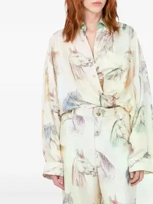 Moschino Horse-print Silk Shirt