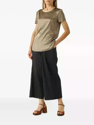 Max Mara Cortona Satin-finish Short-sleeve Top - Neutrals