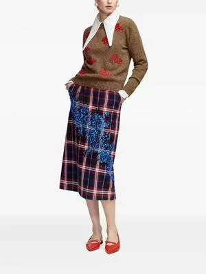 Essentiel Antwerp Kathee Sequin-embellished Checked Midi Skirt