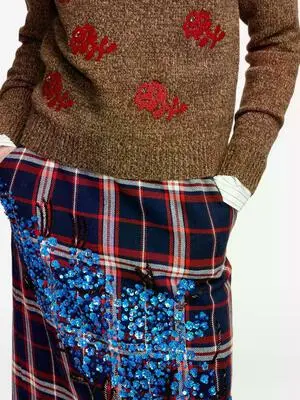 Essentiel Antwerp Kathee Sequin-embellished Checked Midi Skirt