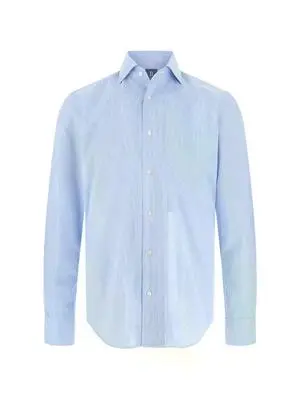 Boggi Milano Shirt In Striped Cotton Regular Fit - Blue