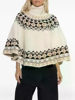 Munthe Verst Fair Isle Poncho - Neutrals