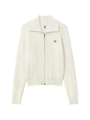 CHOCOOLATE Ribbed Zip-up Cardigan - Neutrals
