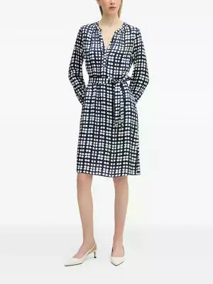 MARC AUREL Geometric-print Belted Midi Dress